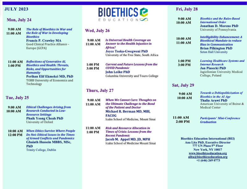 Program – Bioethics Education
