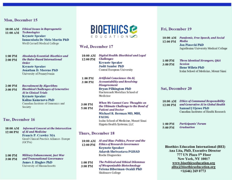 Call for Applications: “Bioethics, AI Politics, and a New World Order ...